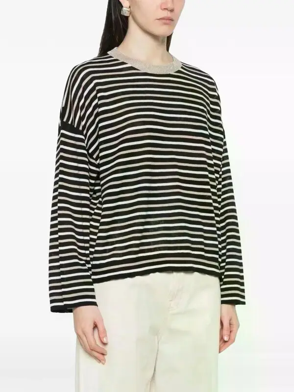 Brunello Cucinelli Striped Long-sleeve Sweater - Black