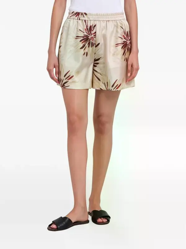 Brunello Cucinelli Floral-print Silk Shorts