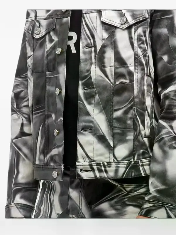 PURPLE BRAND Trucker Digital Wrinkle-print Jacket