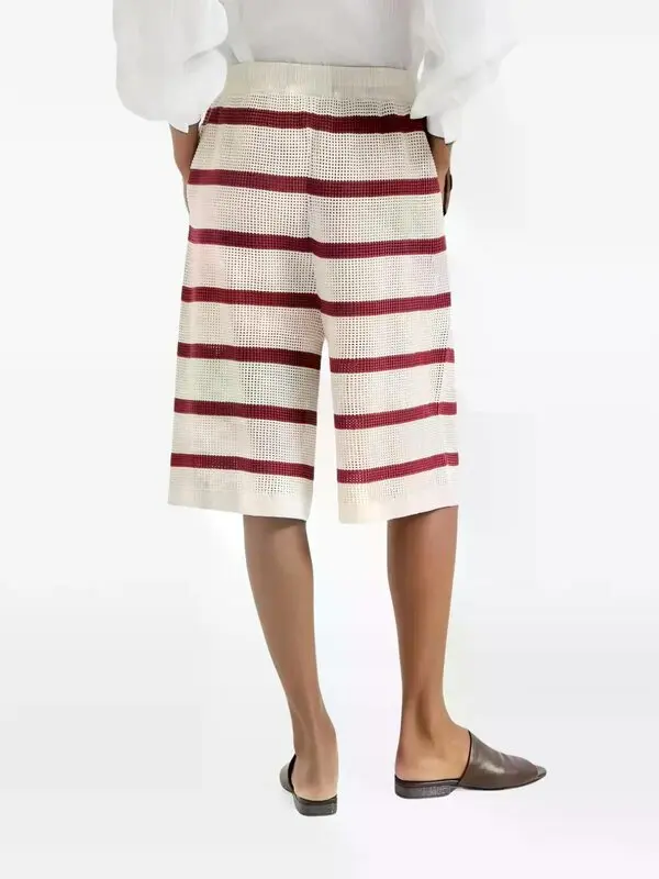 Brunello Cucinelli Striped Open-knit Trousers