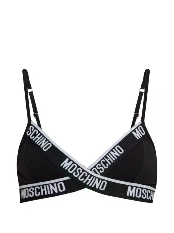 Moschino Logo-print Crossover Bra - Black