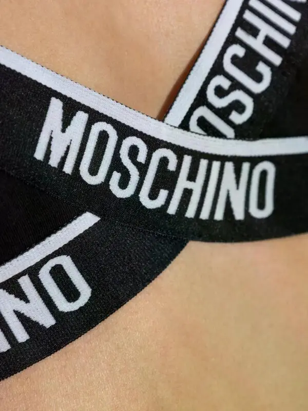Moschino Logo-print Crossover Bra - Black