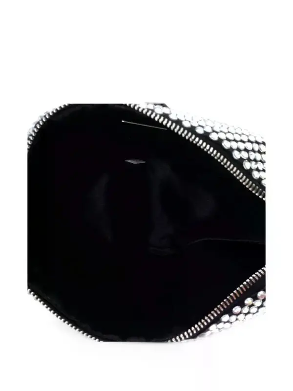 Prada Triangle Top Handle Pouch Bag Crystal Embellished Satin Mini Satchel