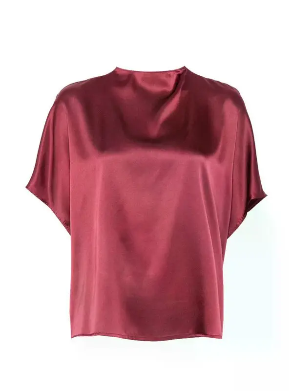 SOLOTRE Satin-finish Rear-zip Top - Red