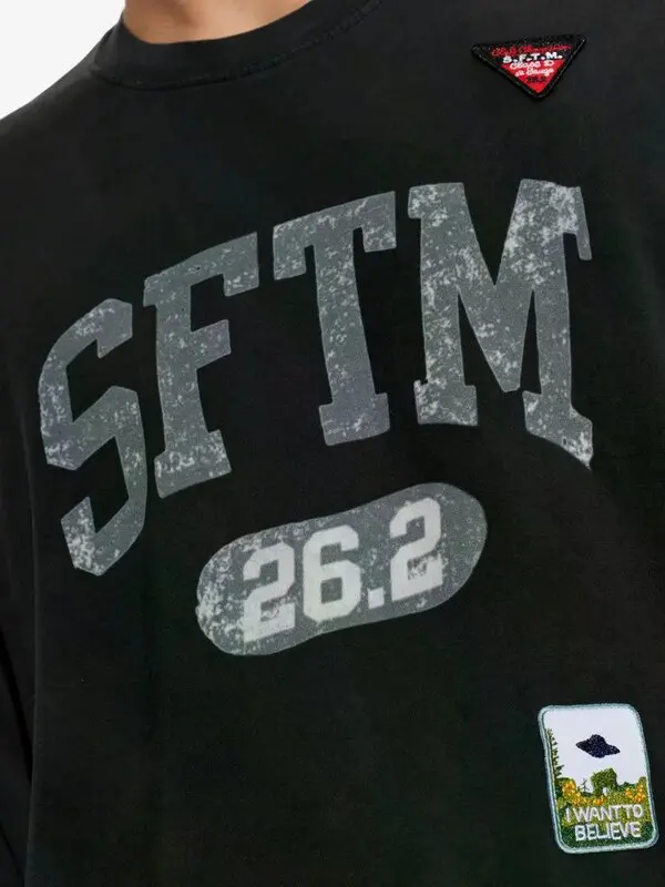SONG FOR THE MUTE Logo-print Patch-detail T-shirt