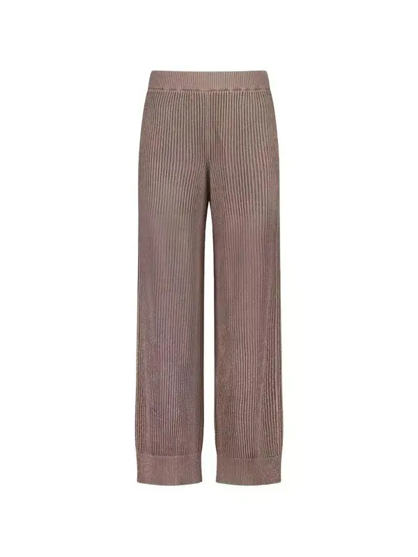 Brunello Cucinelli Ribbed-knit Metallic-thread Trousers