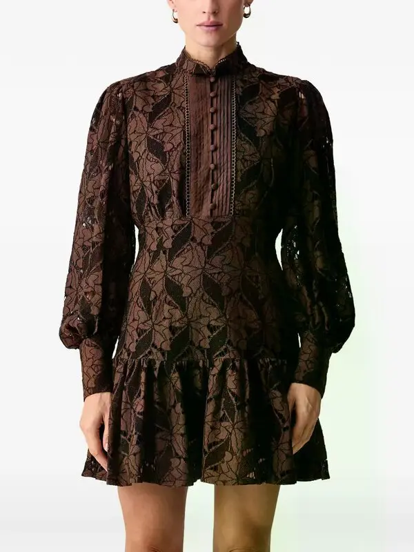 Bardot Guipure-lace Ruffled Mini Dress