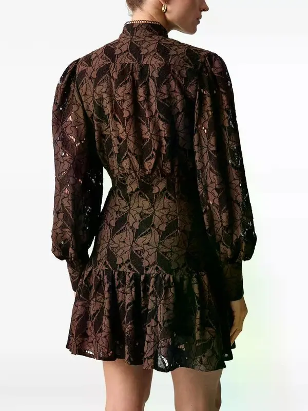 Bardot Guipure-lace Ruffled Mini Dress