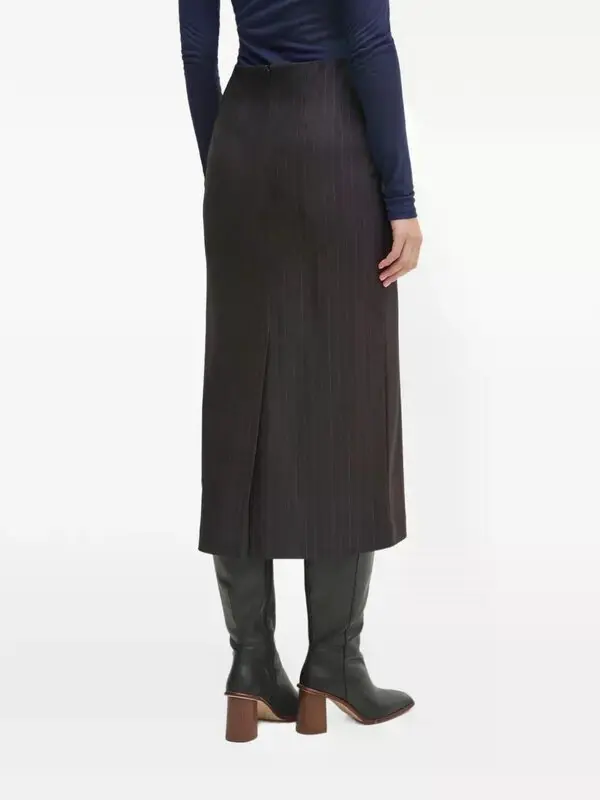 BENETTON Pinstripe-pattern Slit Midi Skirt