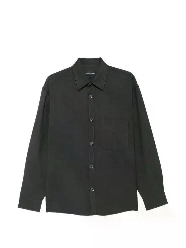 Emporio Armani Logo-patch Virgin Wool Shirt