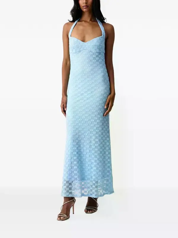 Bardot Mariko Floral-lace Halterneck Maxi Dress - Blue