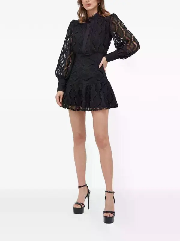 Bardot Lace-overlay Tiered Mini Dress