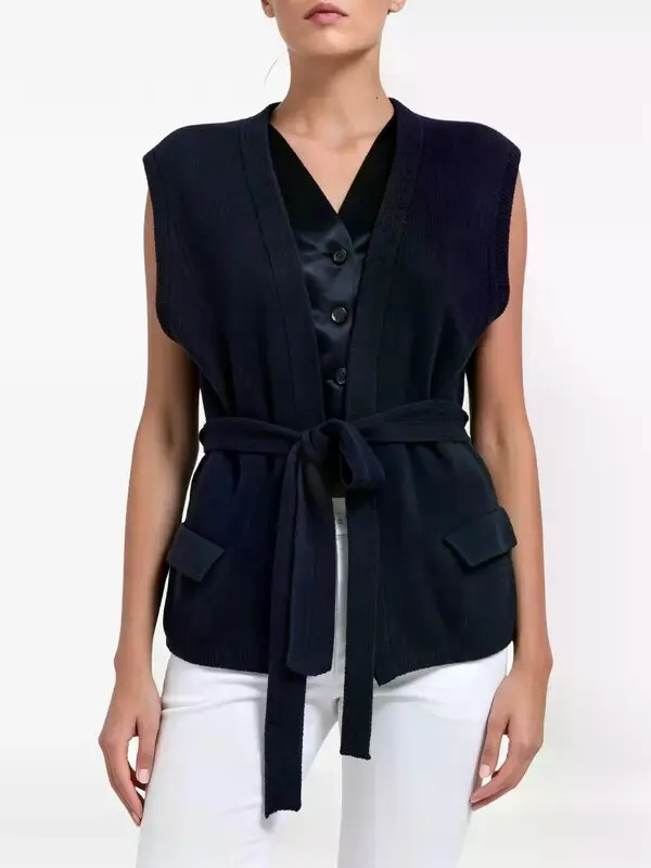 Brunello Cucinelli Belted Sleeveless Cardigan - Blue