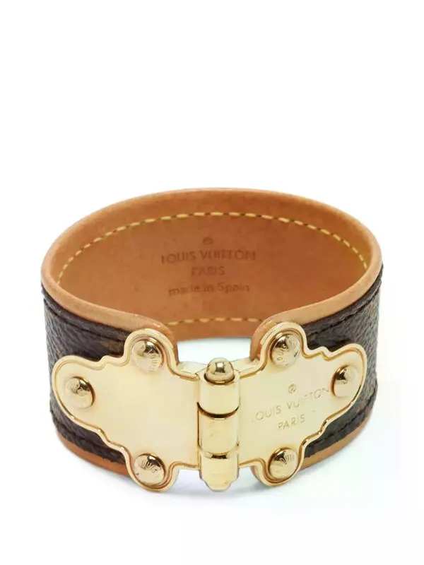 LOUIS VUITTON Wide Save It Monogram Cuff Bracelet - Gold