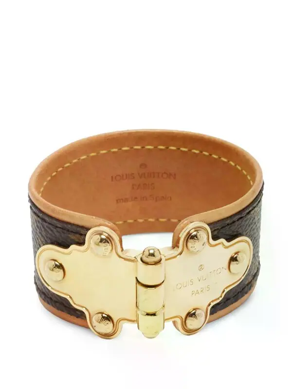 LOUIS VUITTON Wide Save It Monogram Cuff Bracelet - Gold