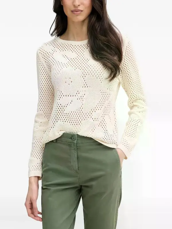 BENETTON Open-knit Floral-pattern Sweater