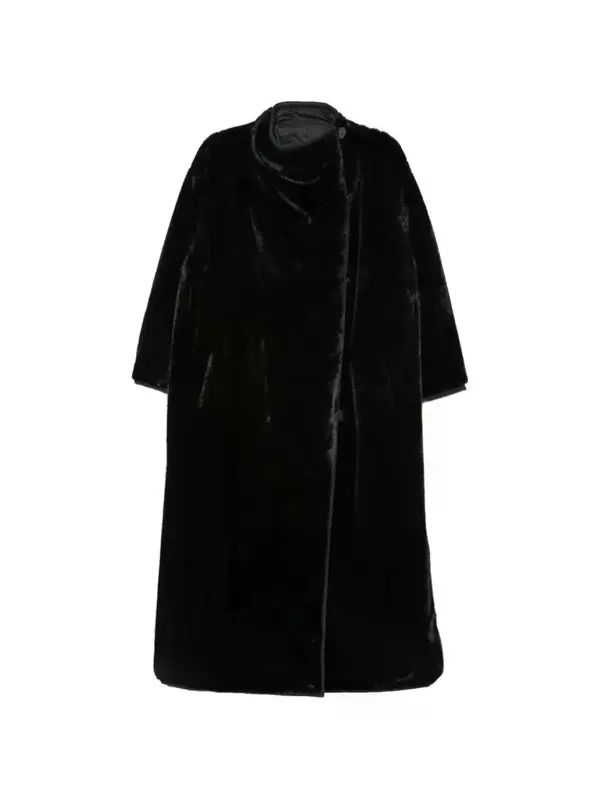 Emporio Armani Faux-fur Side-button Coat - Black