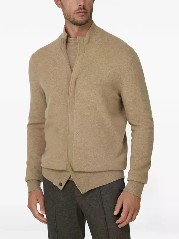 Boggi Milano Roll-neck Jumper Full-zip Wool Cashmere Mélange