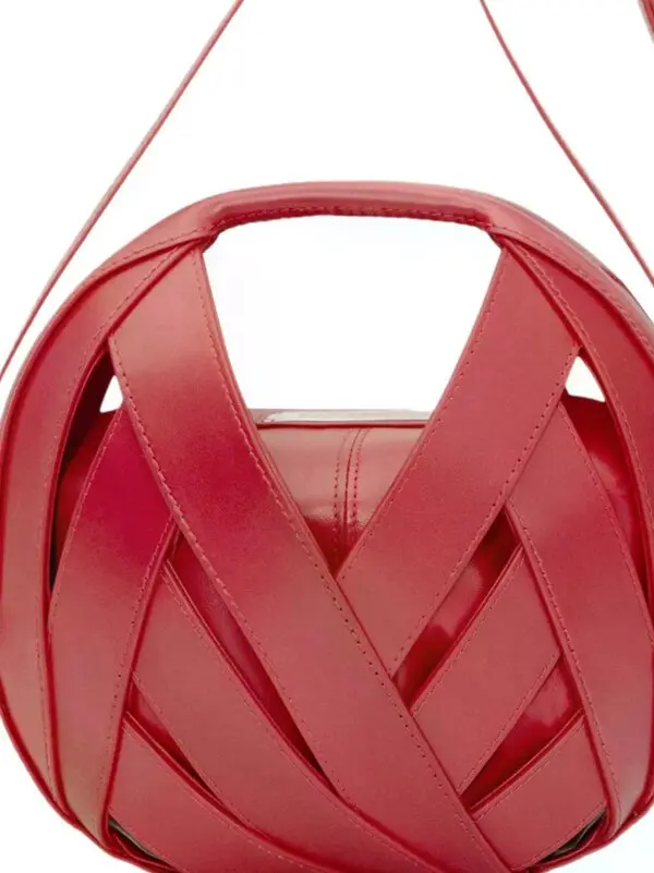 Perrin Le Petit Panier Basket-weave Shoulder Bag - Red