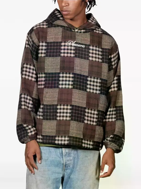 PLEASURES Madras Patchwork Check-print Hoodie