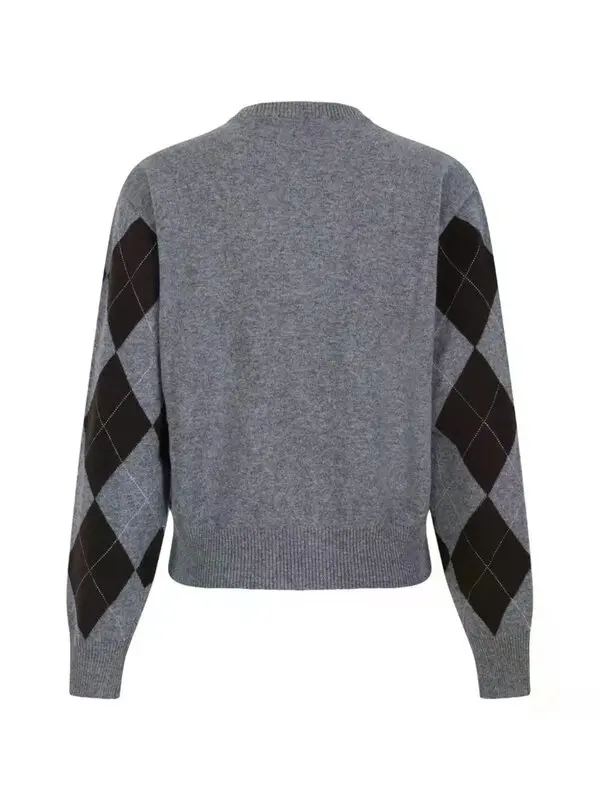 DOUUOD Argyle-pattern Long-sleeve Sweater