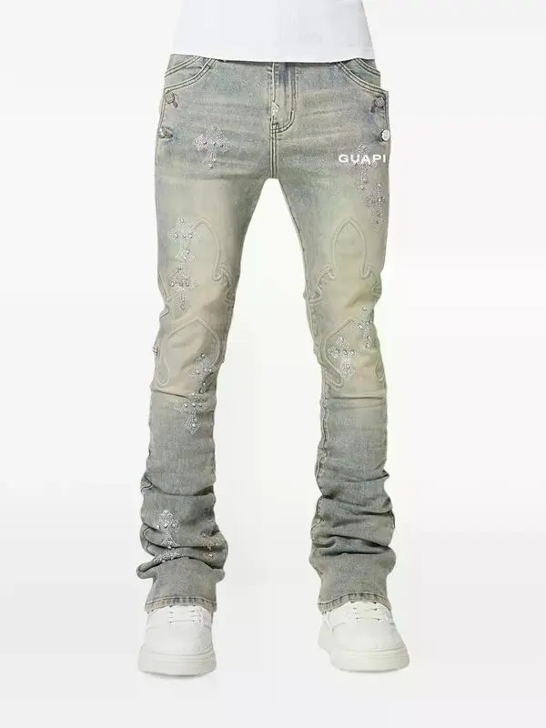 GUAPI Rhinestone-embellished Stacked Jeans