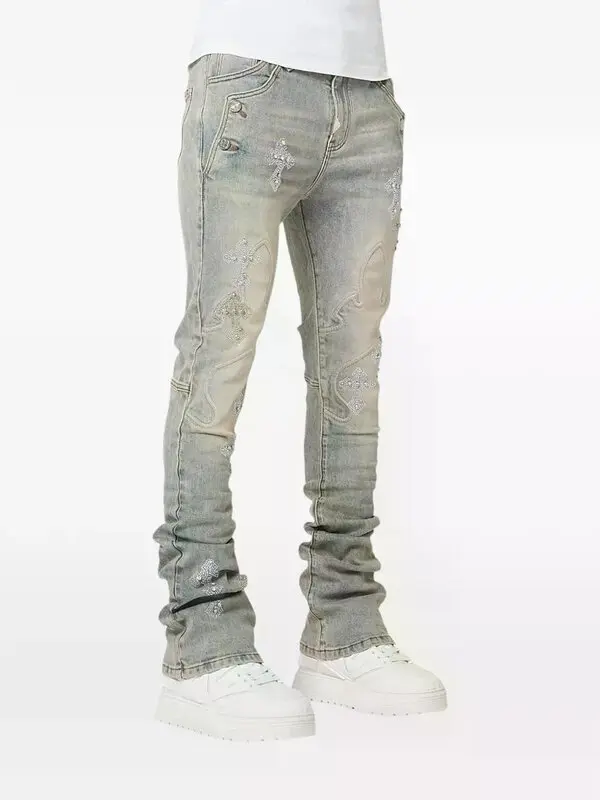 GUAPI Rhinestone-embellished Stacked Jeans