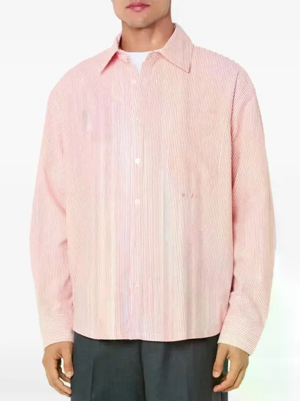 OLAF Vertical-stripe Logo-embroidered Shirt