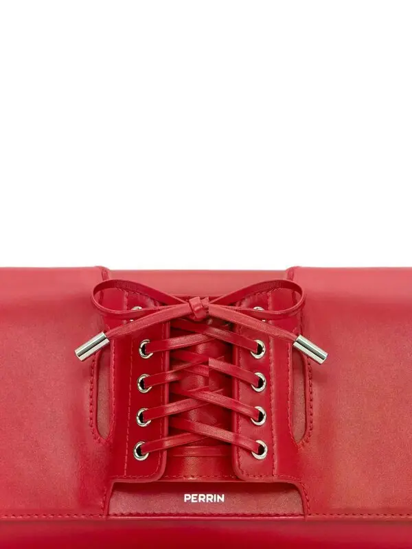 Perrin La Corsette Laced-up Leather Clutch Bag - Red