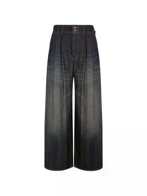 Emporio Armani Pleated Whiskered Jeans - Blue