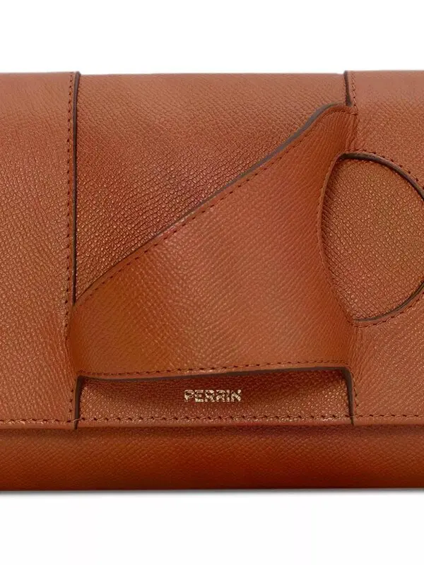 Perrin L'asymetrique Grained Leather Clutch Bag - Brown