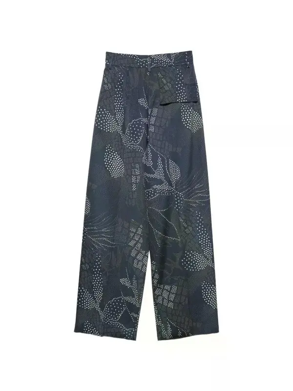 Emporio Armani Print Pallazzo Pants - Blue