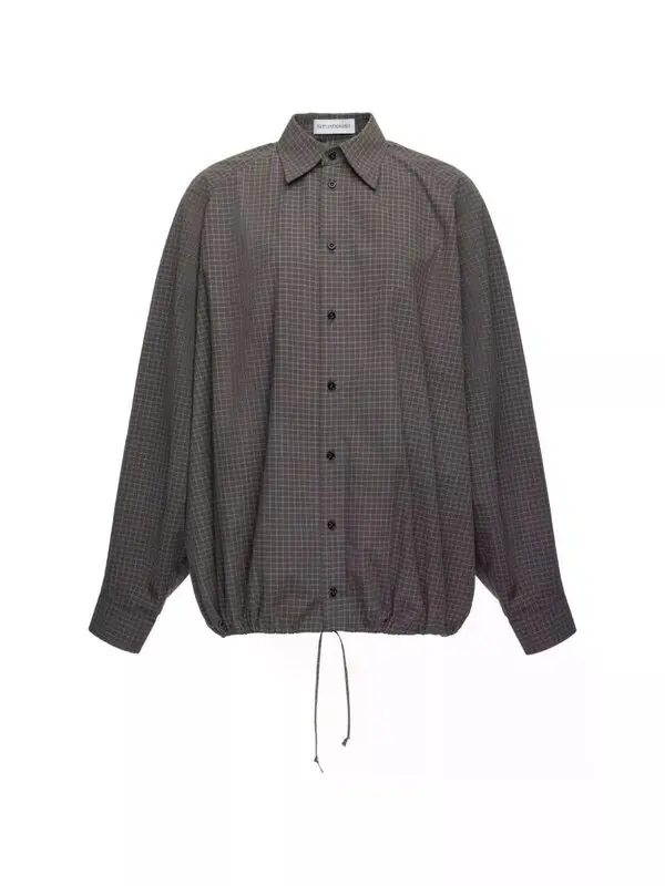 SITUATIONIST Check-pattern Drawstring-hem Shirt