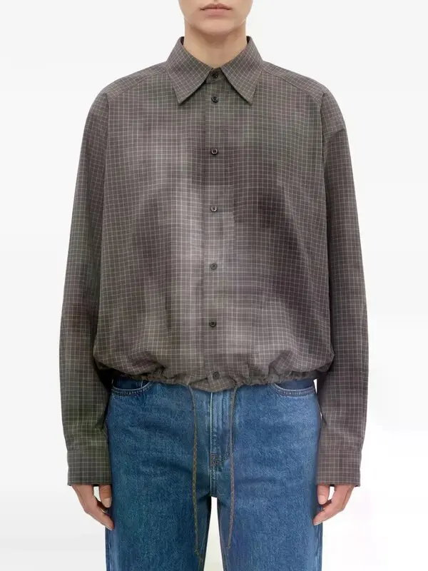 SITUATIONIST Check-pattern Drawstring-hem Shirt