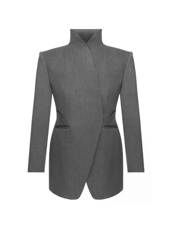 SITUATIONIST Asymmetric High-neck Blazer - Grey