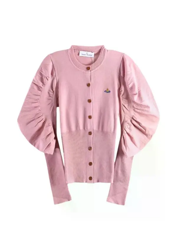 VIVIENNE WESTWOOD Orb-embroidered Puff-sleeve Cardigan
