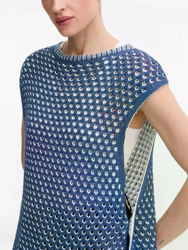 BENETTON Crochet-knit Button-fastening Vest