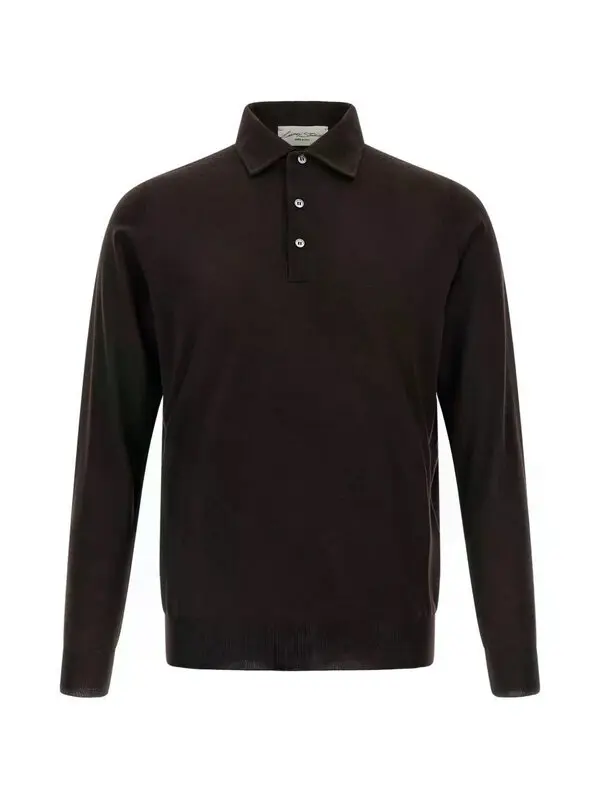 LARMERI STUDIO Long-sleeved Knitted Polo Shirt