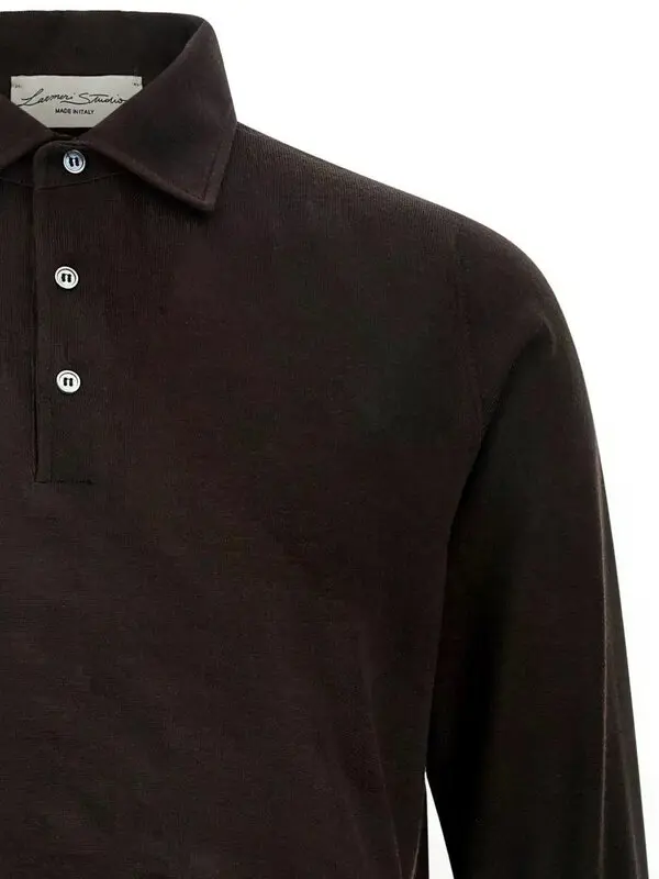 LARMERI STUDIO Long-sleeved Knitted Polo Shirt