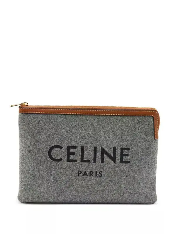 Celine Felt Leather-trim Clutch Bag