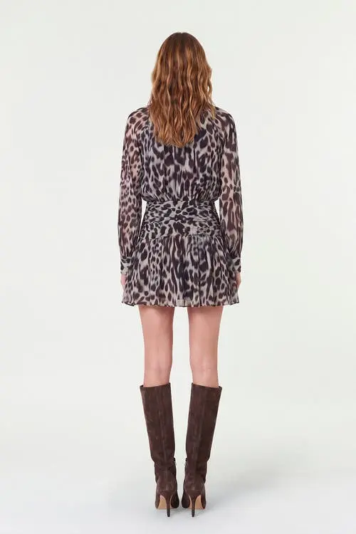 NICHOLAS Courtney Front Neck Tie Printed Mini Dress