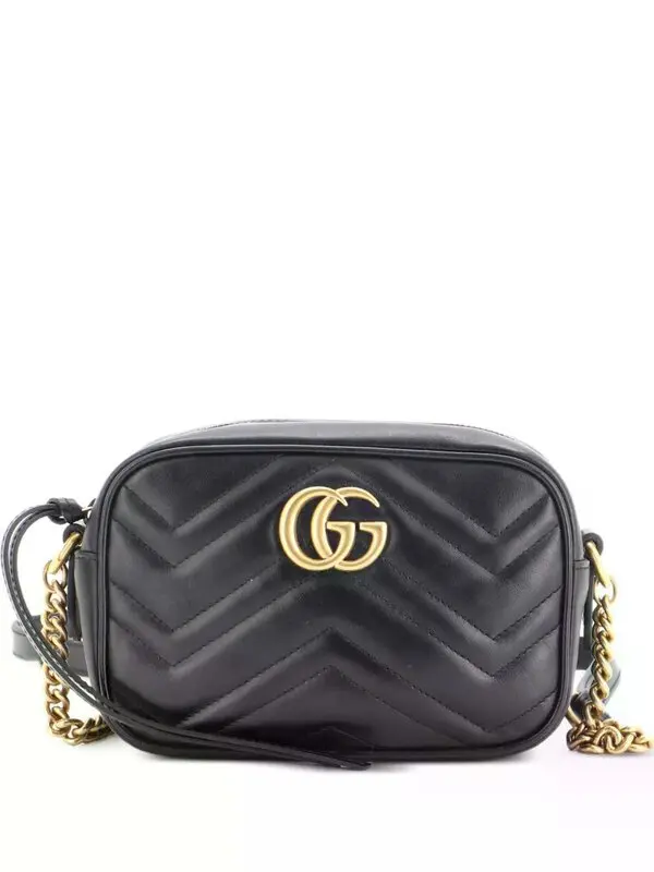 Gucci Gg Marmont Shoulder Bag Matelasse Leather Mini Crossbody Bag - Black