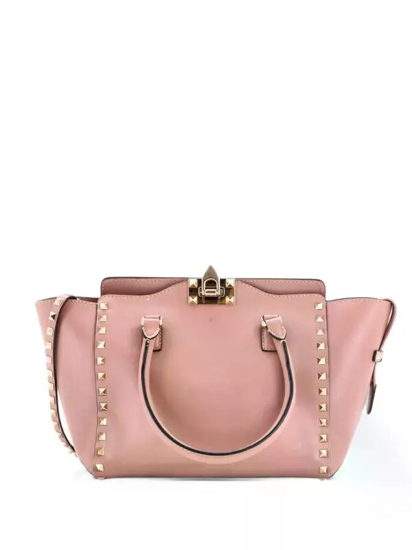Valentino Garavani Rockstud Rigid Leather Small Tote Bag - Neutrals