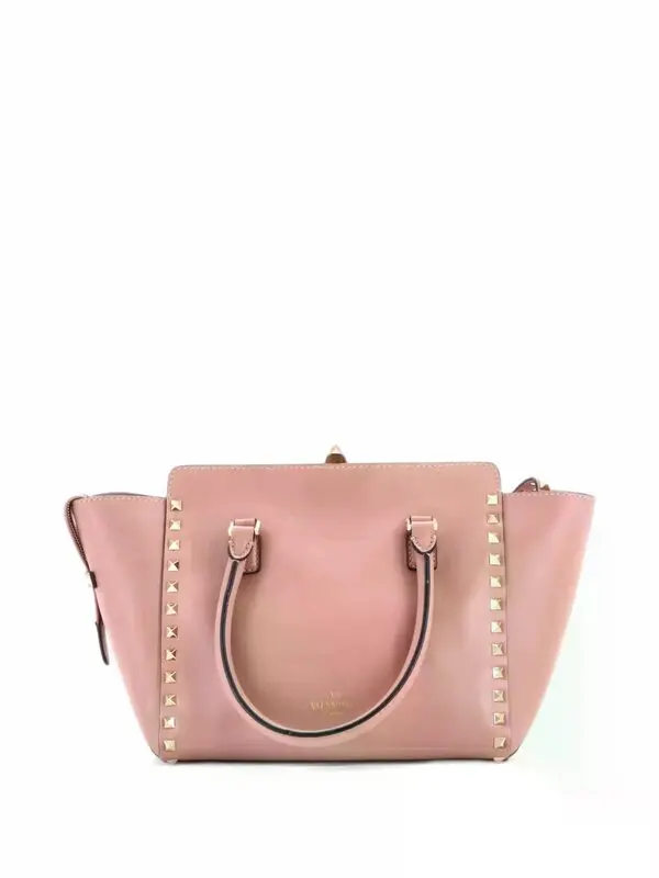 Valentino Garavani Rockstud Rigid Leather Small Tote Bag - Neutrals