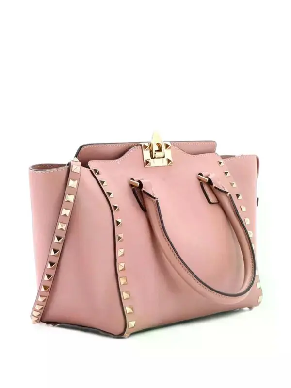 Valentino Garavani Rockstud Rigid Leather Small Tote Bag - Neutrals
