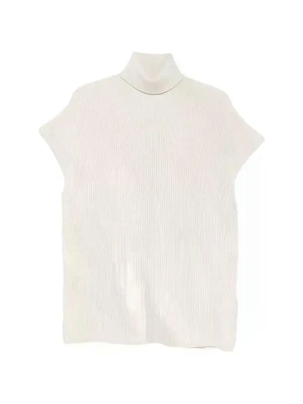 Max Mara Mstcobalto Ribbed-knit Sleeveless Sweater - Neutrals