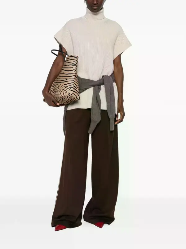Max Mara Mstcobalto Ribbed-knit Sleeveless Sweater - Neutrals