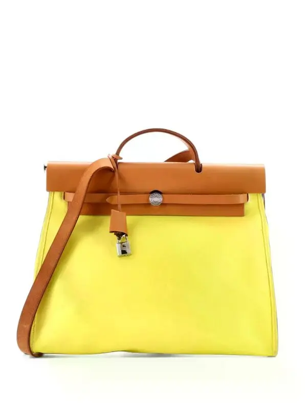 Hermès Herbag Zip Berline Vache Canvas And Leather 39 Shoulder Bag
