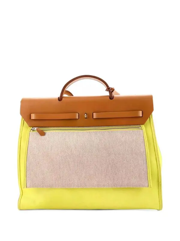Hermès Herbag Zip Berline Vache Canvas And Leather 39 Shoulder Bag