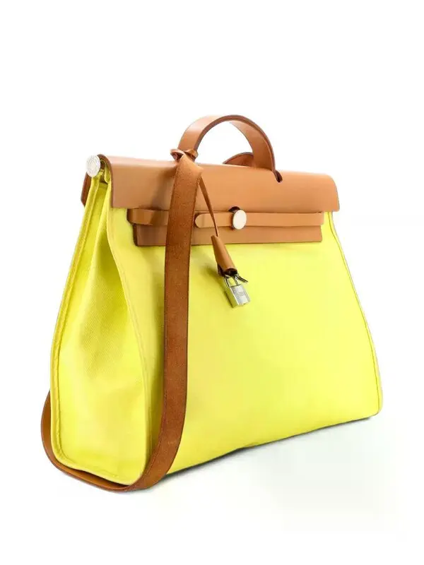 Hermès Herbag Zip Berline Vache Canvas And Leather 39 Shoulder Bag